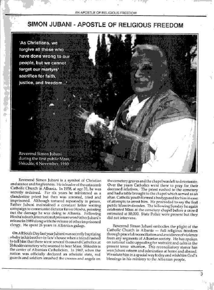 APOSTULLI I LIRISË FETARE DOM SIMON JUBANI – MerBraha