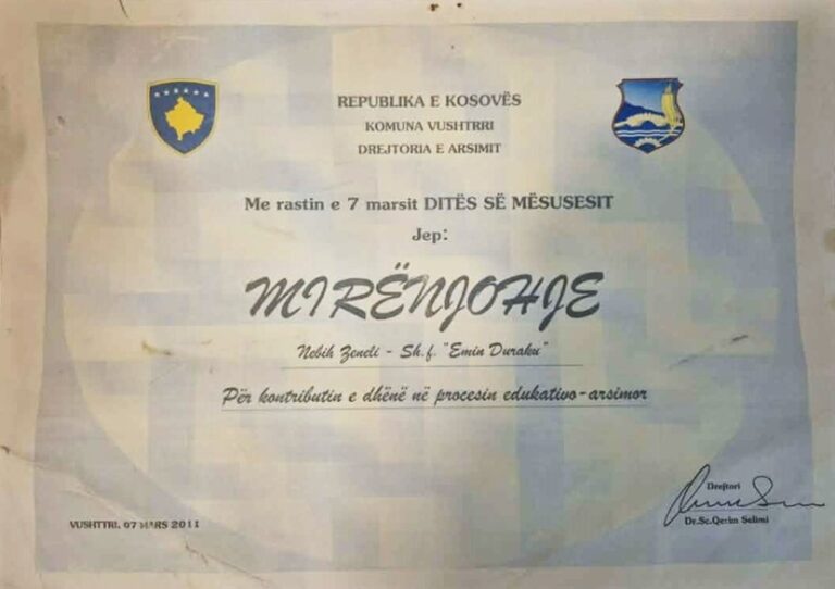 Nebih Zeneli – hero i gjallë i arsimit shqip – MerBraha